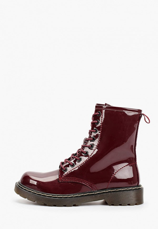 Bottines à lacets vernies, bordeaux – VERA COLLECTION
